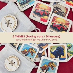 Wooden Memory Game With Racing Car Theme, Montessori Matching Cards for ...