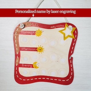 Personalized Wooden Daily Routine Chart for Toddler, Visual Schedule ...