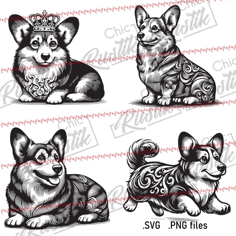 Corgi SVG PDF and PNG, 4 Welsh Corgi Pembroke Design for Laser ...