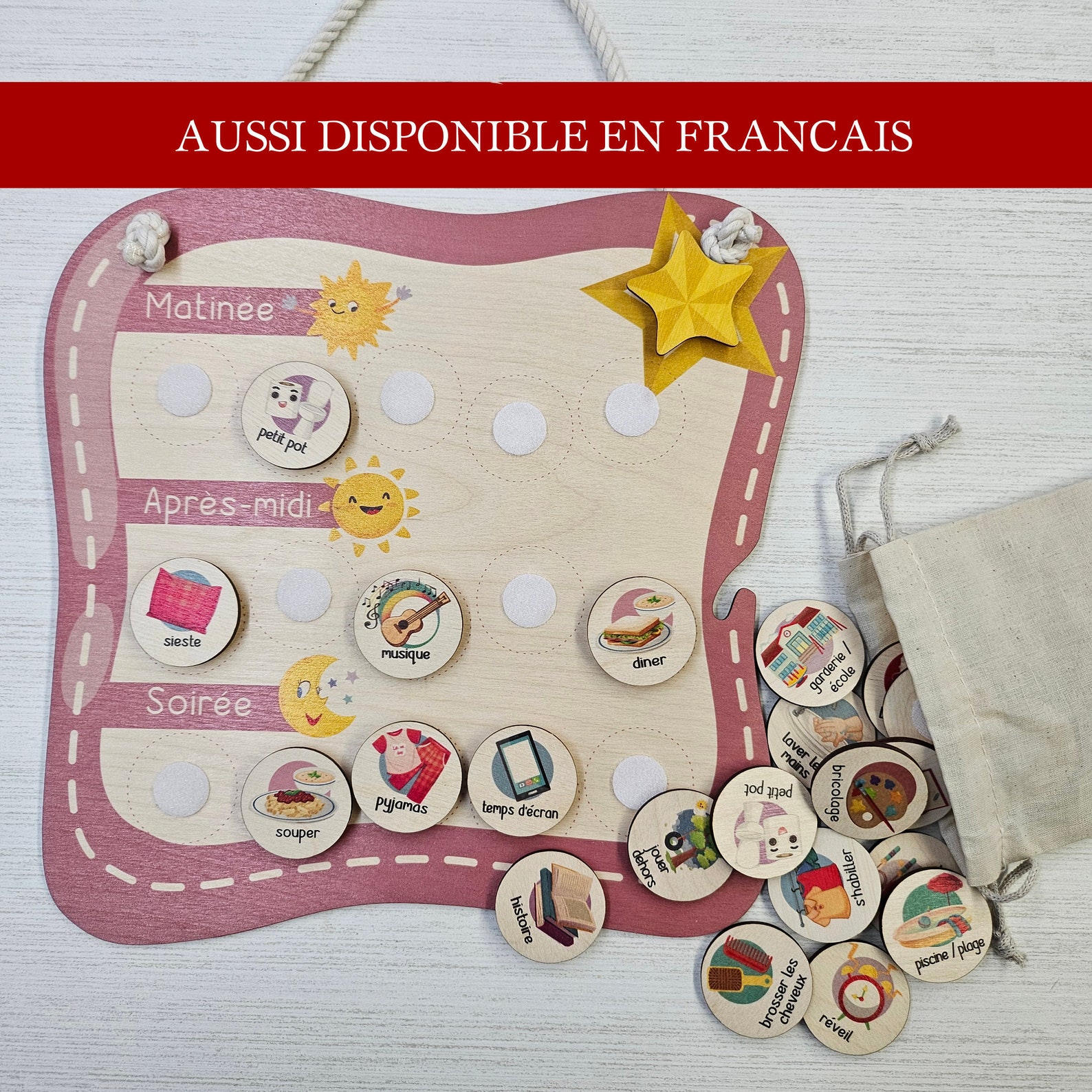 Personalized Wooden Daily Routine Chart for Toddler, Visual Schedule ...