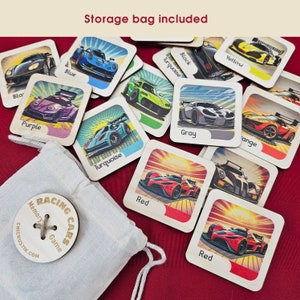 Wooden Memory Game With Racing Car Theme, Montessori Matching Cards for ...