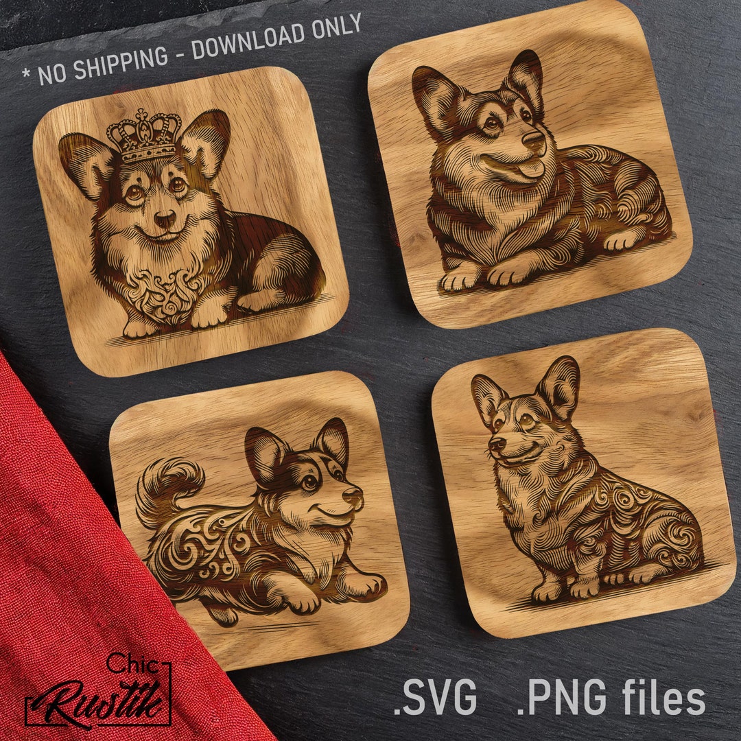 Corgi SVG PDF and PNG, 4 Welsh Corgi Pembroke Design for Laser ...