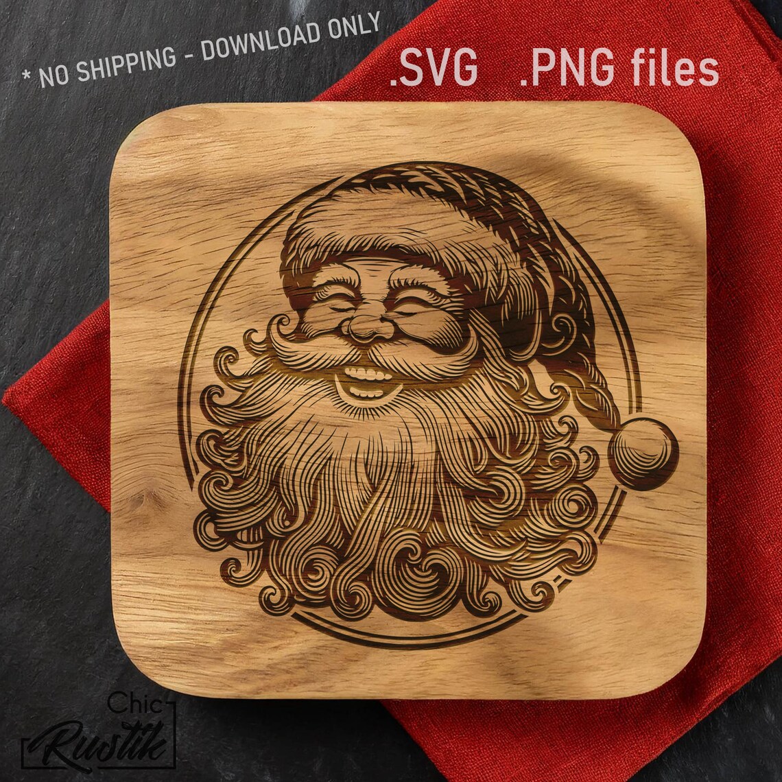 Santa Claus SVG PDF and PNG, 4 Christmas Vector Design for Laser ...