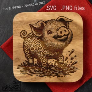 Pig SVG PDF and PNG, 4 Pigs Vector Design for Laser Engraving Machines ...