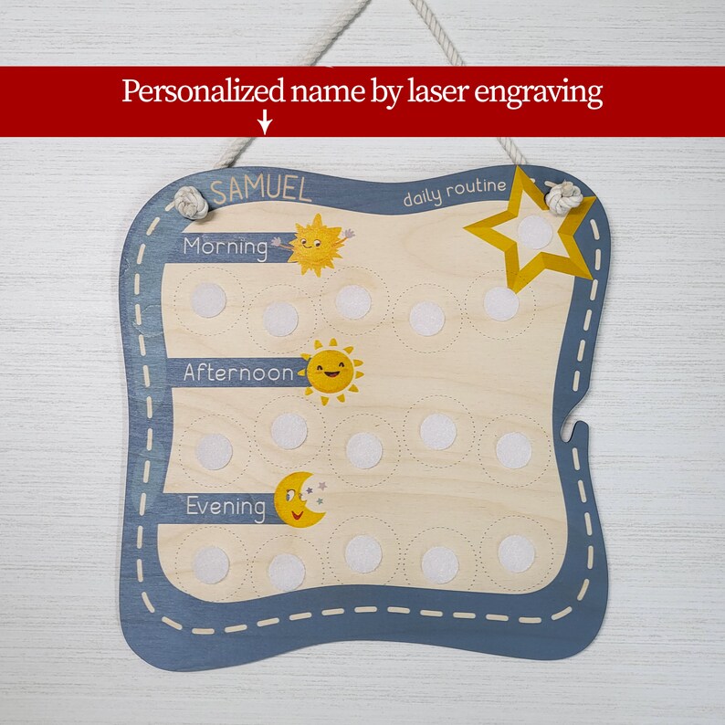 Personalized Wooden Daily Routine Chart for Toddler, Visual Schedule ...