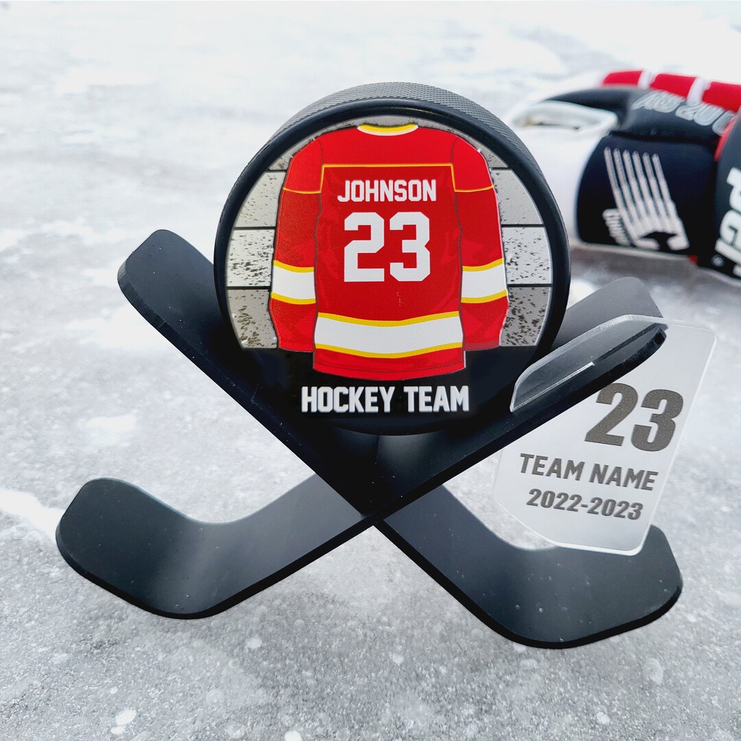 Personalized Hockey Puck With Display, Printed Hockey Jersey Puck ...