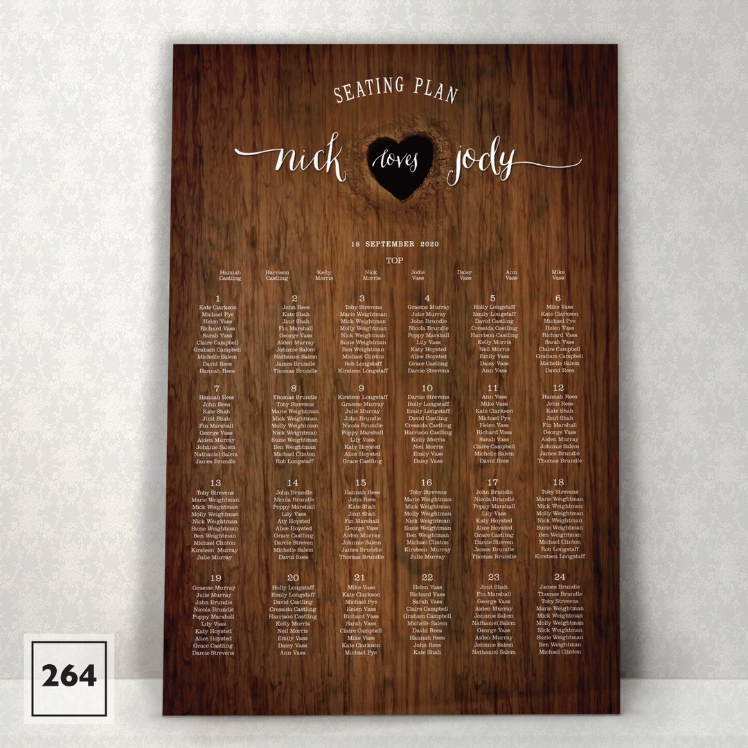 Personalised Wedding, Baby Shower, Prom, Christening Table Seating Plan ...