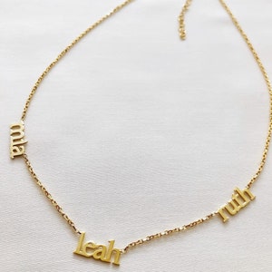 Three Names Necklace - Dainty Triple Name Necklace -children Names ...