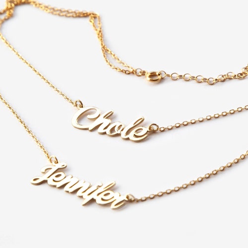 Double Layered Custom Name Necklace Personalized Two Layer - Etsy