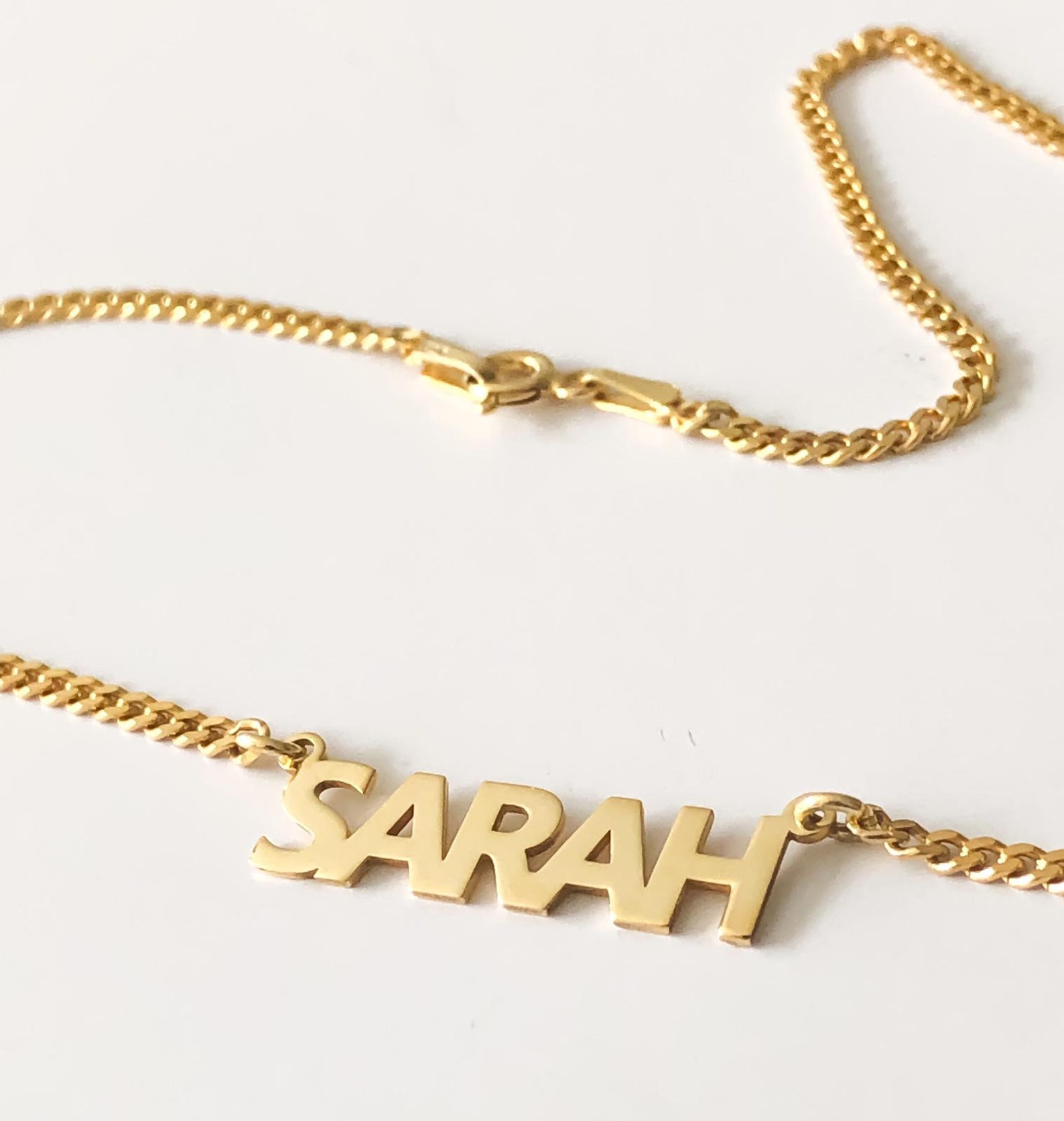 Curb Chain Name Necklace Bold Curb Chain Name Necklace | Etsy