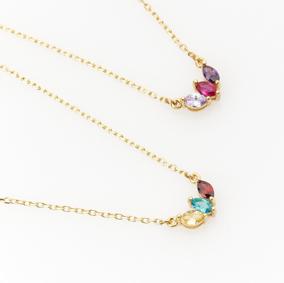 Family Birthstone Necklace, Handmade Birthstone Necklace for Women ...