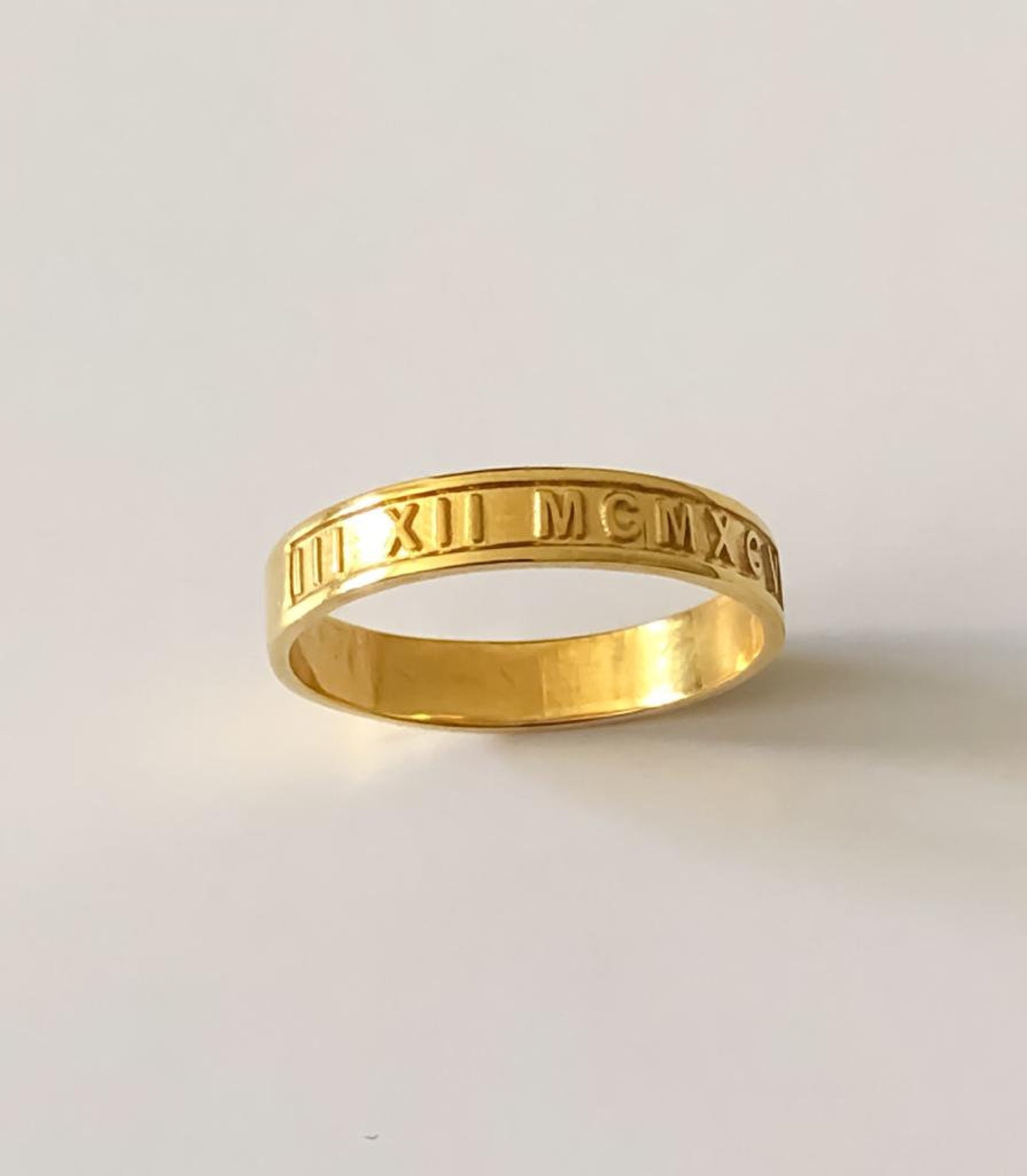 Custom Roman Numeral Ring – Personalized Date Band in Solid Gold ...