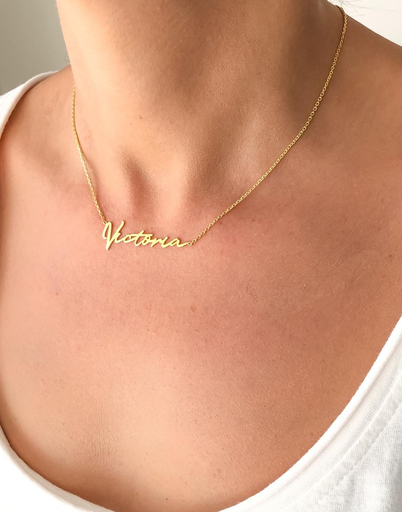 14K Solid Gold Personalized Name Necklace Custom Name | Etsy