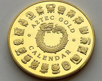 Mayan/aztec Themed Heads/tails Solid Brass Coin Laser - Etsy