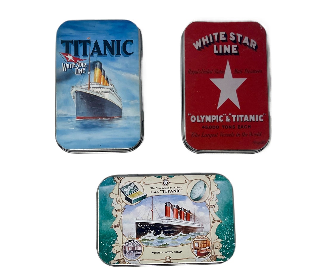 Titanic Jewelry Box Metal Tins Storage Container Tray White Star Line ...