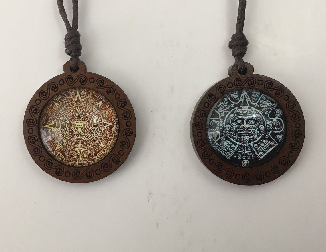 Mayan Calendar Necklace Aztec Necklace Pendant Jewelry Two Etsy