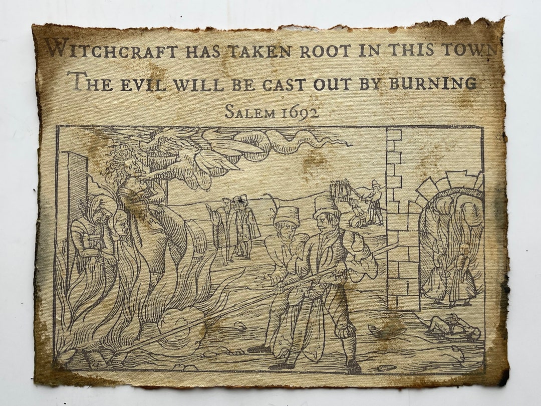 Salem Witch Trials Art Print Poster Witches Burned at the Stake Vintage ...