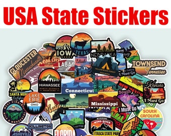 50 States Stickers - Etsy