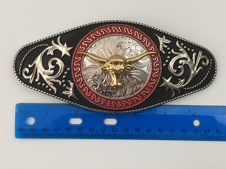 Cowboy Belt Buckle BIG Bull With Horns Belt Buckles - Etsy