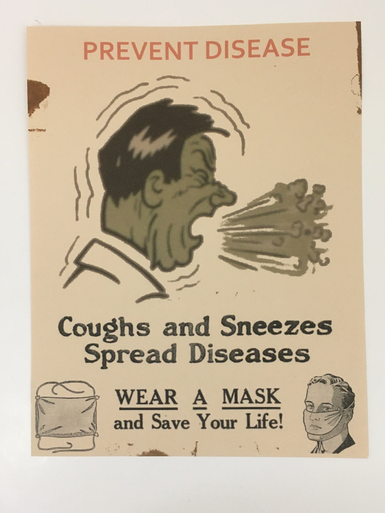 Vintage Posters 1918 Flu Pandemic Signs Print Small Poster | Etsy
