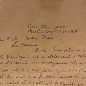 The Bixby Letter by President Abraham Lincoln Reproduction Print Civil ...