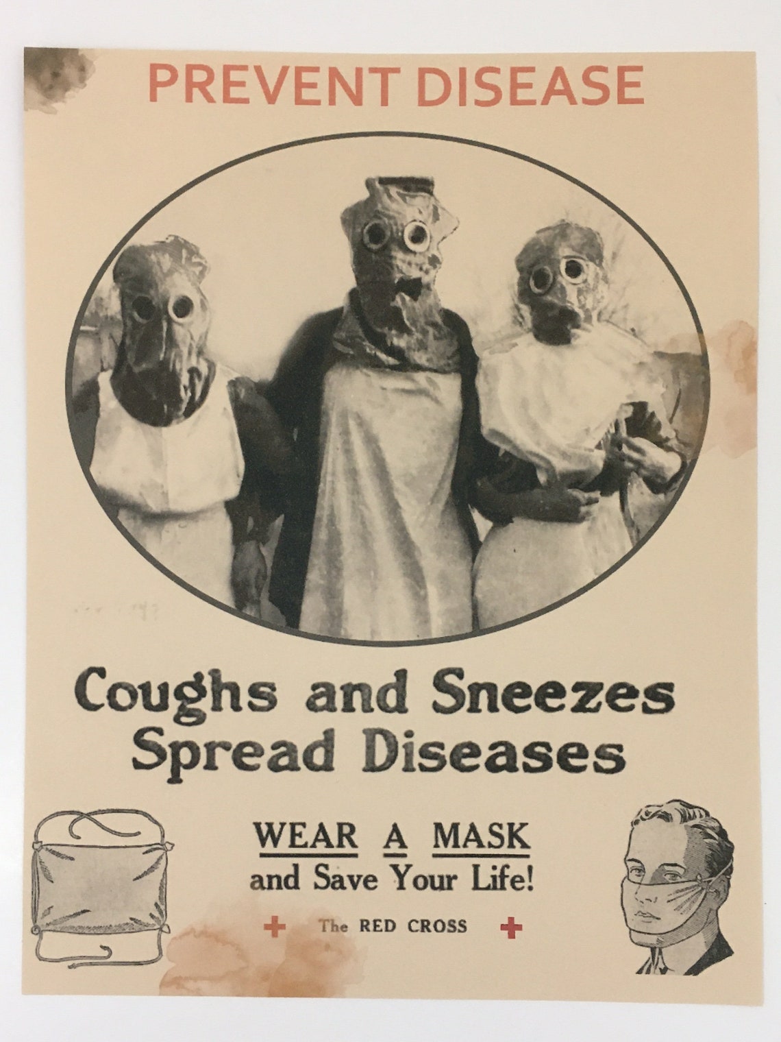 Vintage Posters 1918 Flu Pandemic Signs Print Small Poster | Etsy