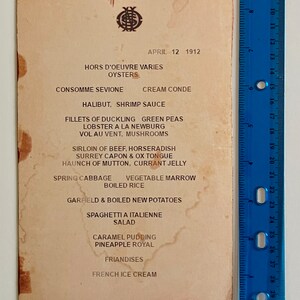 Titanic Dinner Menu Set Titanic Ticket Titanic Heart of the Ocean ...