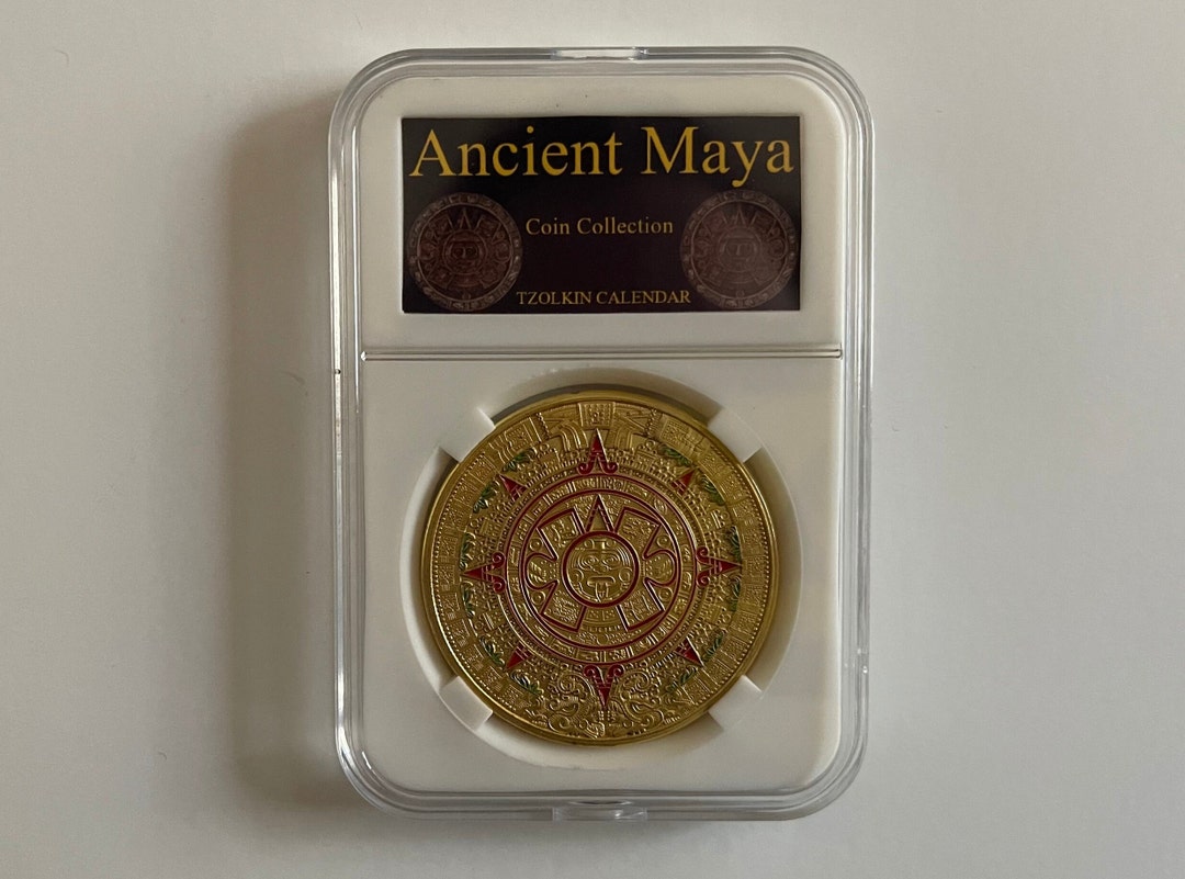 Mayan Coin Display Maya Fake Gold Coin Art Mayan Calendar - Etsy