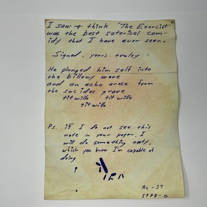 The Zodiac Killer Exorcist Letter Serial Killer Letters Replica Print ...
