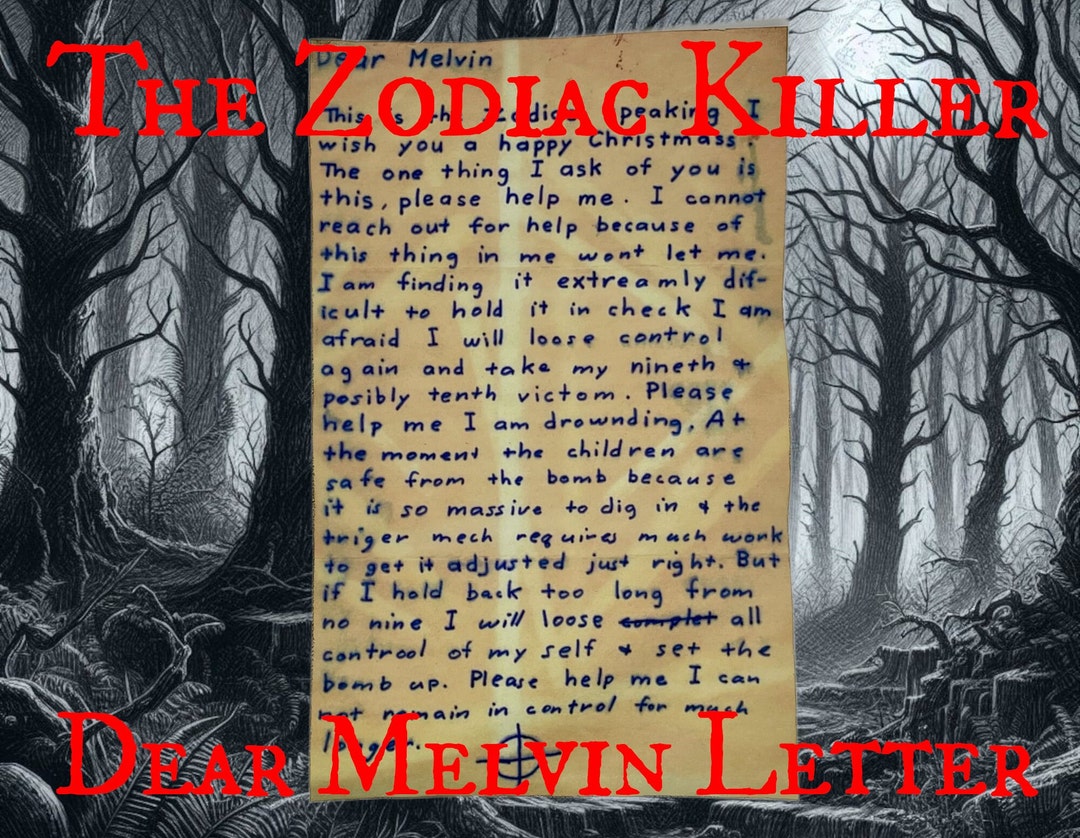 Zodiac Killer Letter Dear Melvin Spooky Creepy Letters Gothic Art ...