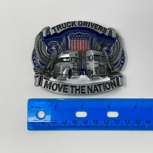 Truck Driver Belt Buckle Big Rig Semi Trucks American West USA Flag ...
