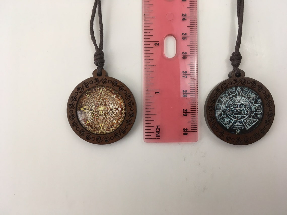 Mayan Calendar Necklace Aztec Necklace Pendant Jewelry Two Etsy