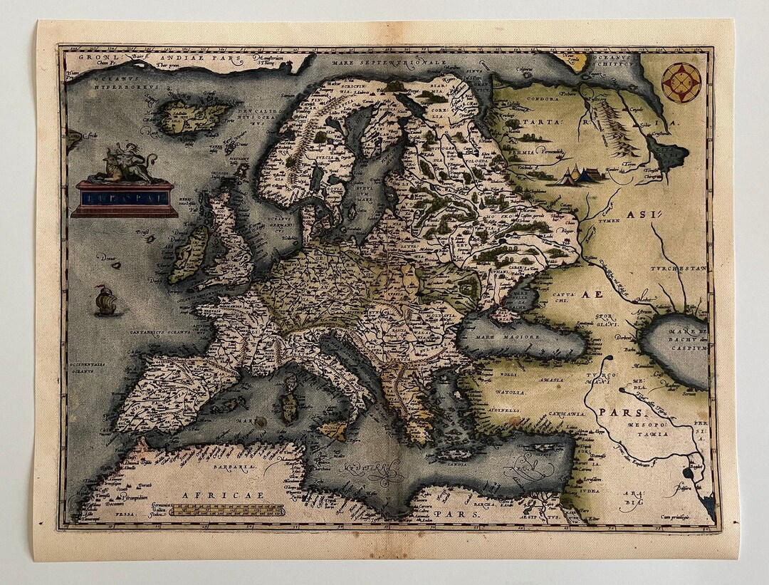 Old World Map of Europe 1500s 1600s Ancient Maps Vintage Style Poster ...