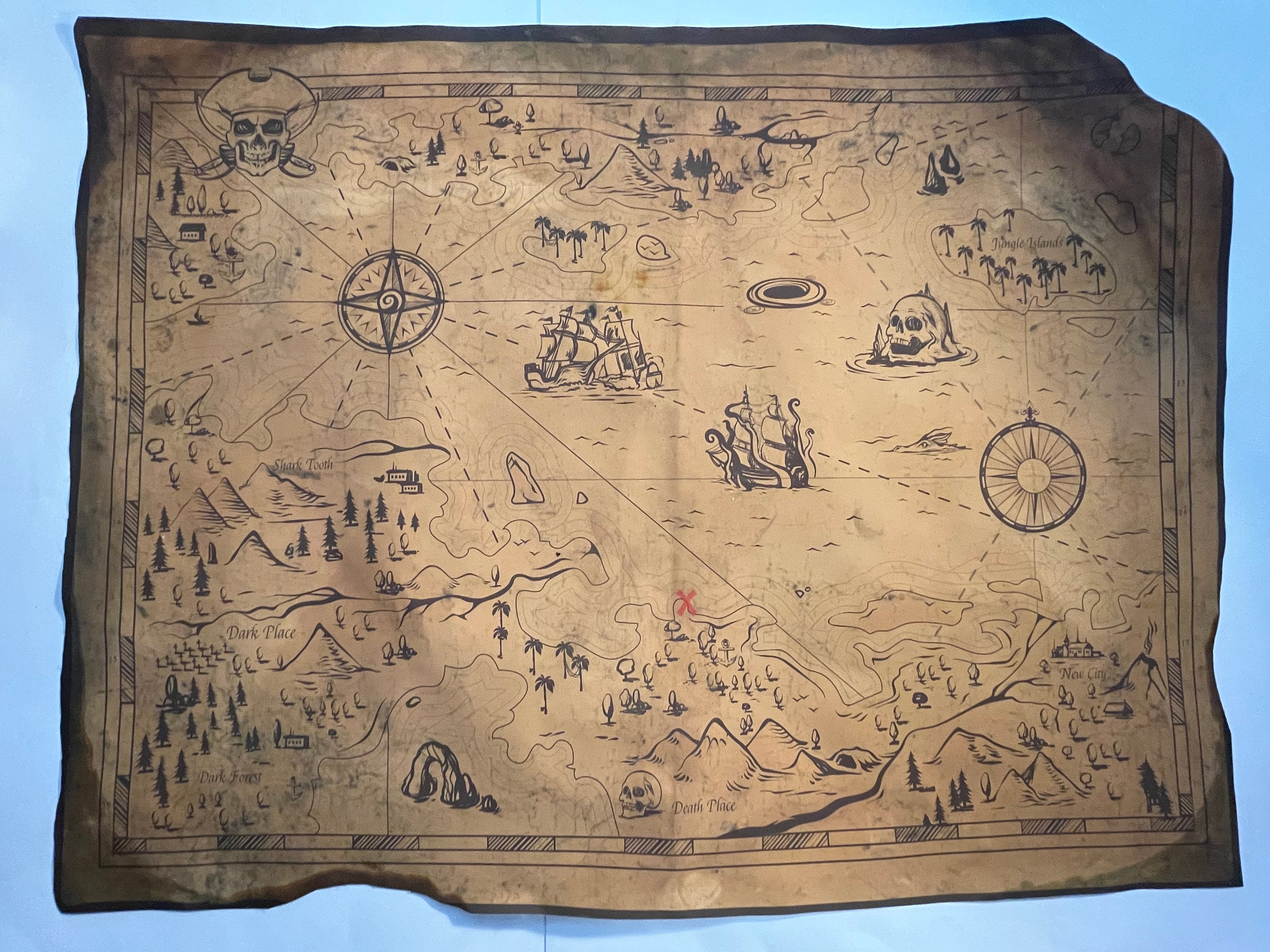 HUGE Treasure Map Pirate Maps Aged Replica Art Print CANVAS 24 - Etsy