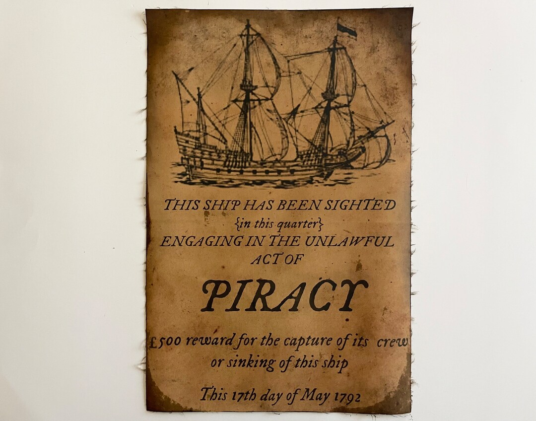 Pirate Ship Wanted Poster Pirate Treasure Reward Replica Art Print ...