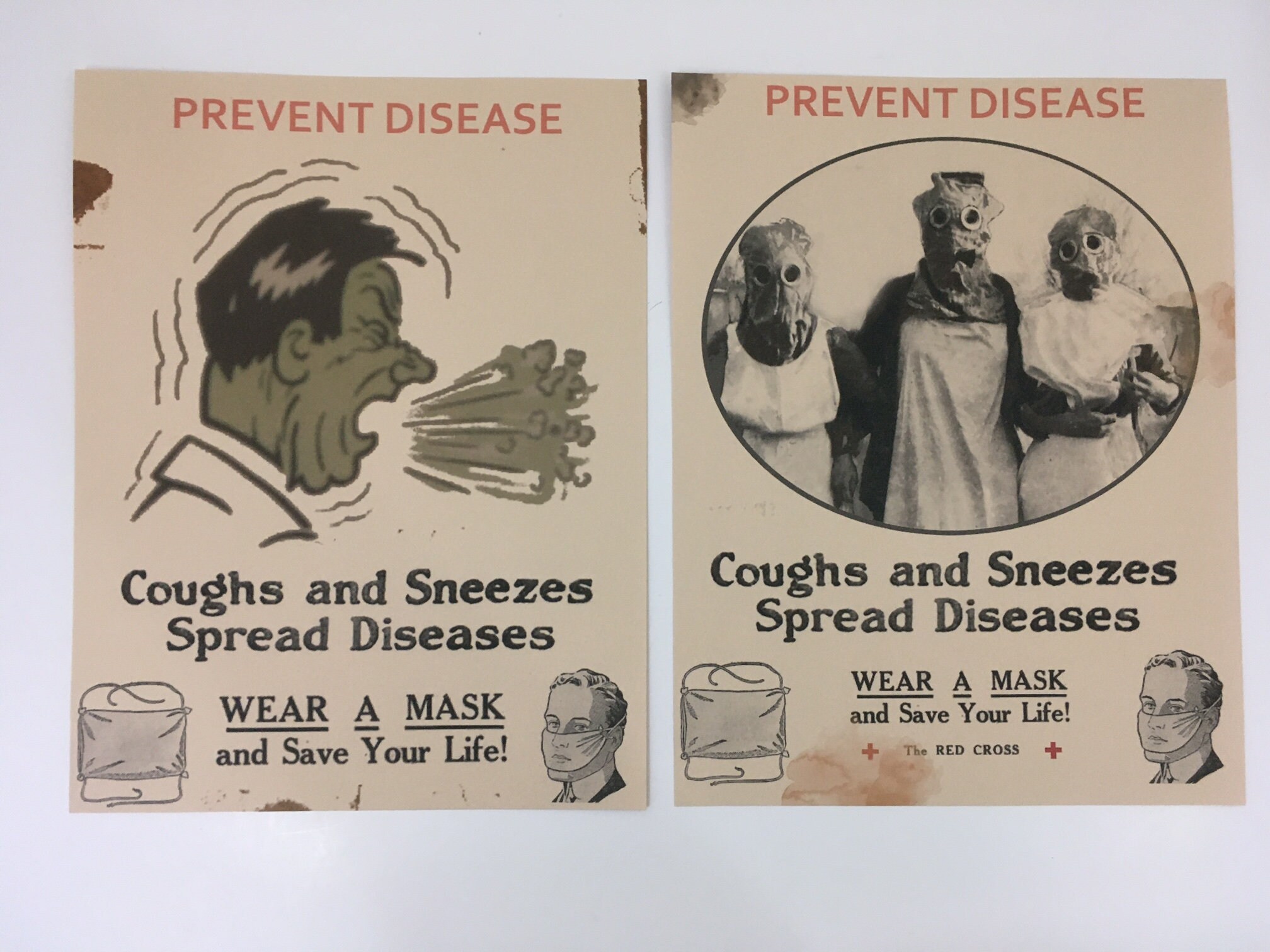 Vintage Posters 1918 Flu Pandemic Signs Print Small Poster | Etsy