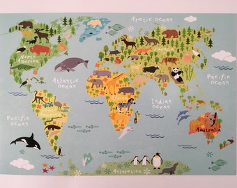World Map Poster - Etsy