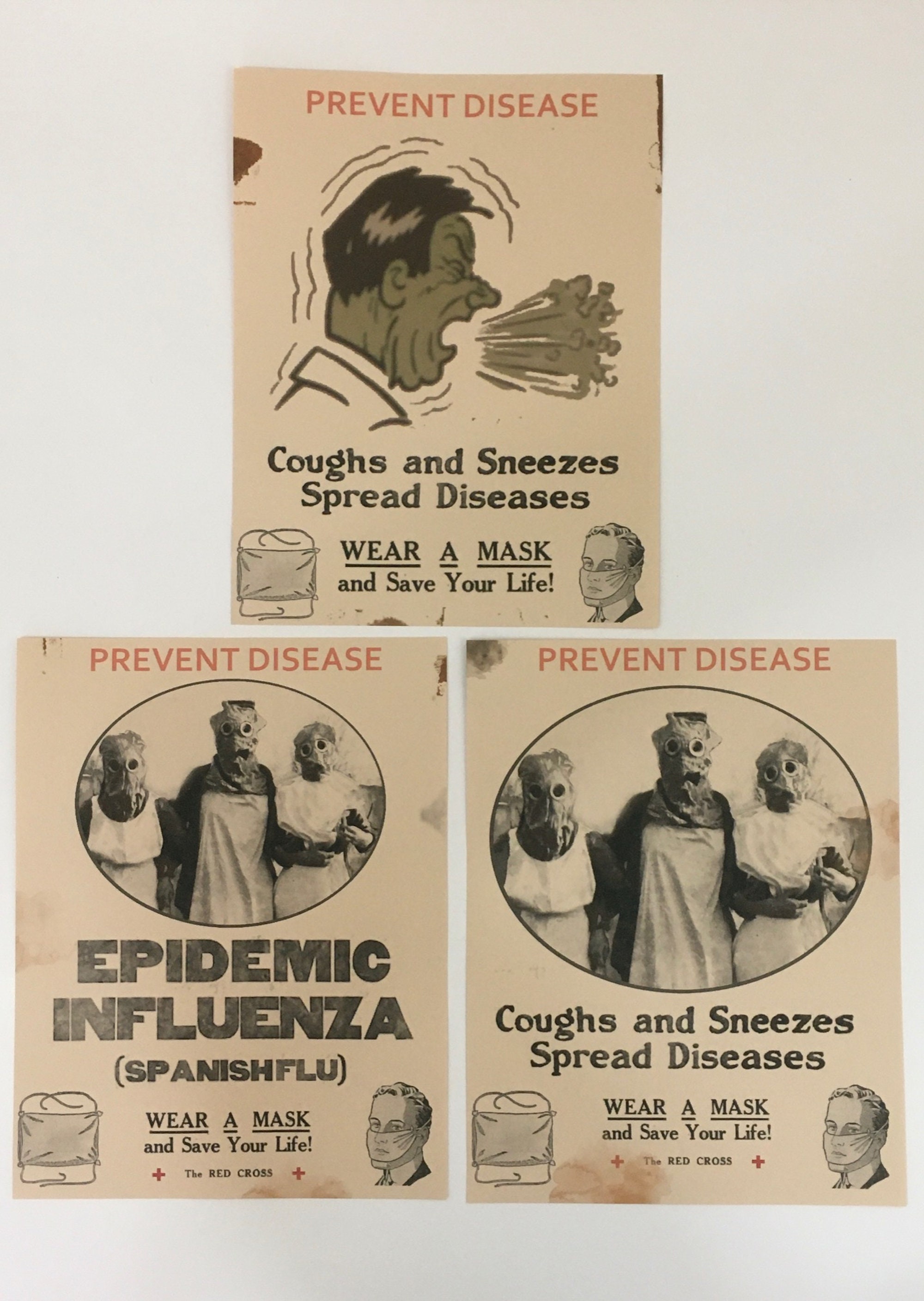 Vintage Posters 1918 Flu Pandemic Signs Print Small Poster | Etsy