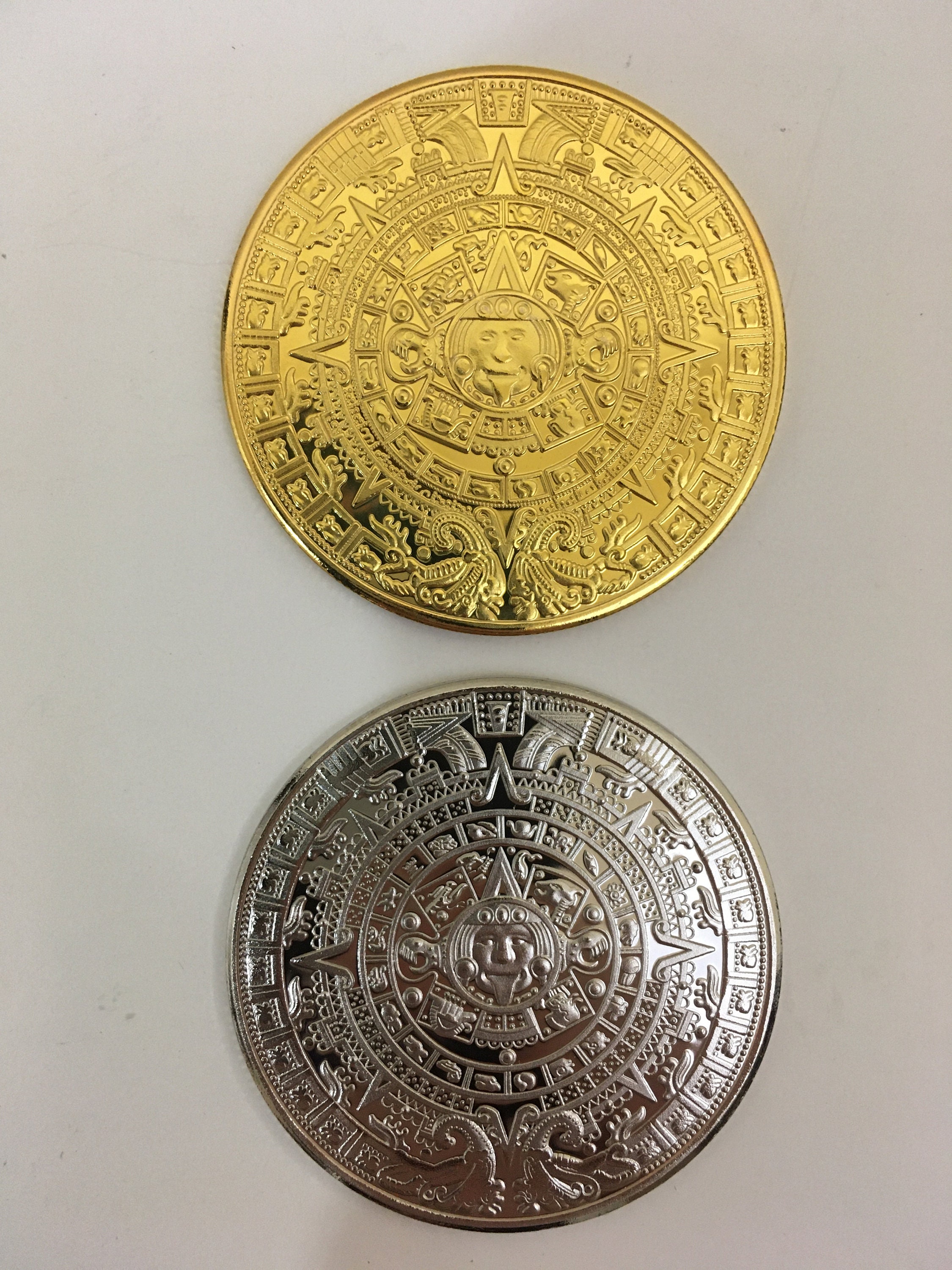 Mexico Mayan Aztec Calendar Replica Fake Gold Coin You Get 2 | Etsy