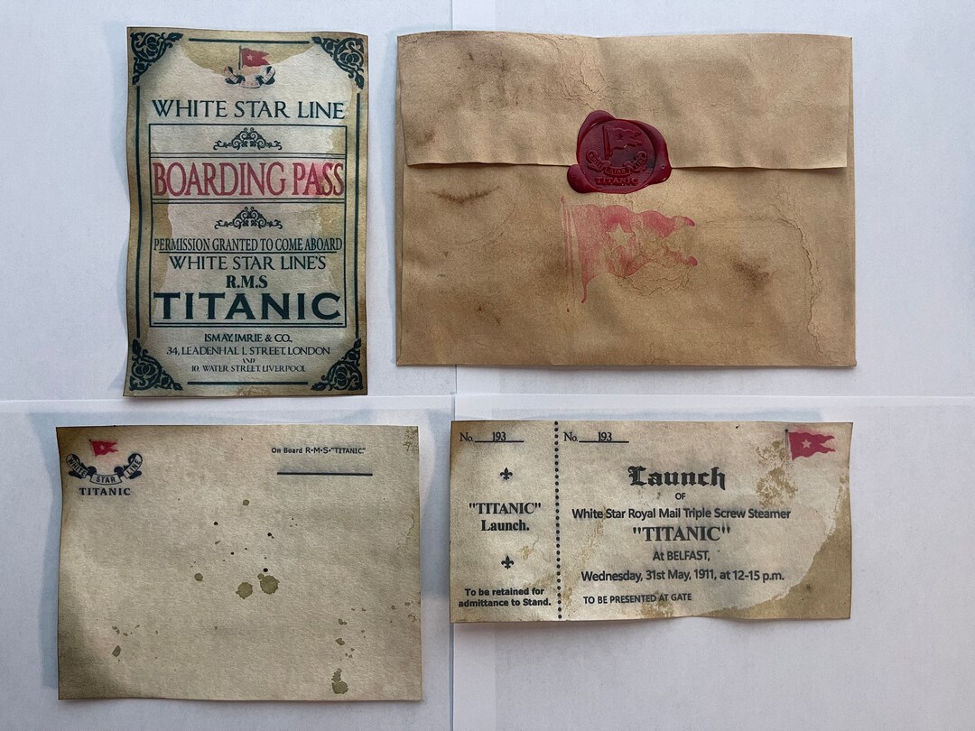 Titanic Boarding Pass, Titanic Launch Ticket, Titanic Postcard, and ...