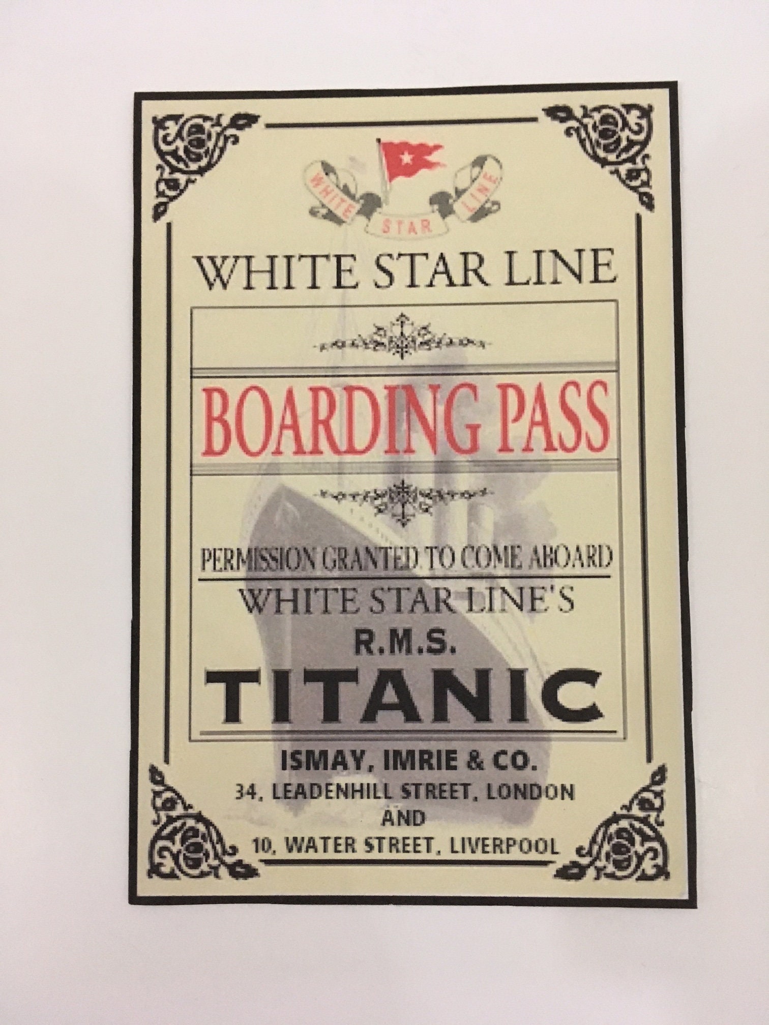 Titanic Dinner Menu and Titanic First Class Boarding Pass | Etsy