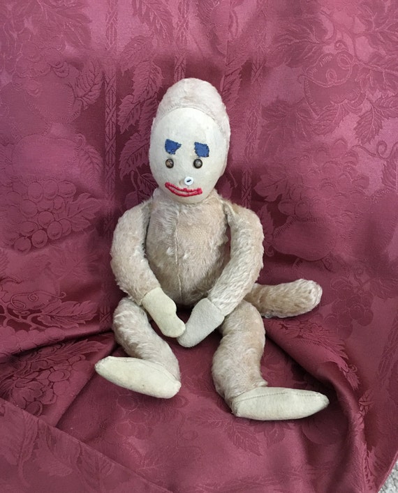 Vintage Handmade Folk Art Stuffed Monkey | Etsy