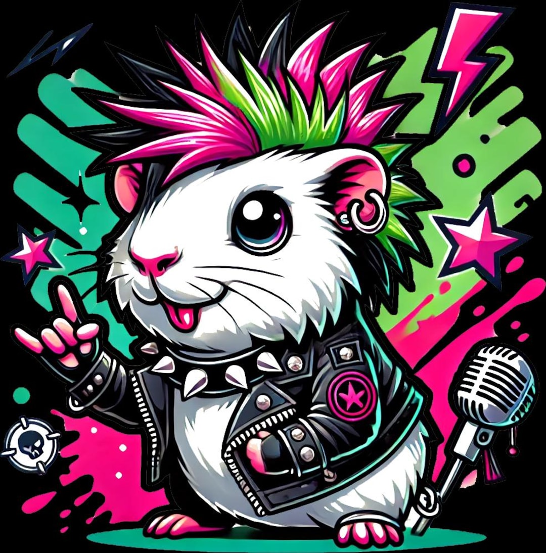 Punk Rock Guinea Pig Sticker - Etsy