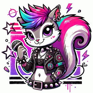 Punk Rock Grrl Squirrel Sticker - Etsy