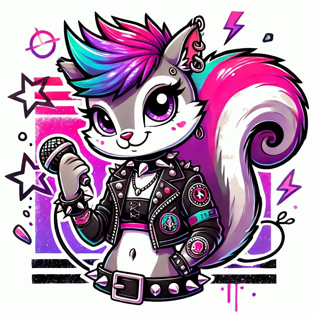 Punk Rock Grrl Squirrel Sticker - Etsy