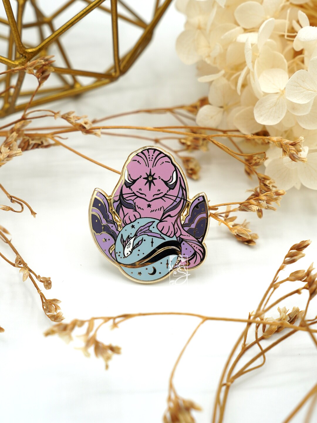 Cosmic Cat | Sealestial Collection | Unique Surrealist Starry Cat Art Pin - Etsy