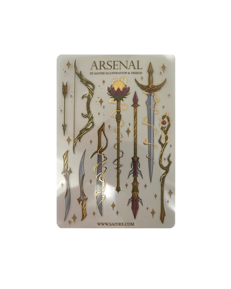 Arsenal RPG Fantasy Weapons Sticker Sheet: Gold Foil Journal Stickers ...