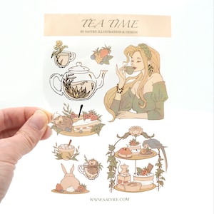 Tea Time Sticker Sheet Kawaii Aesthetic Journal Stickers Clear or Matte ...