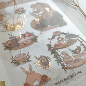 Tea Time Sticker Sheet Kawaii Aesthetic Journal Stickers Clear or Matte ...