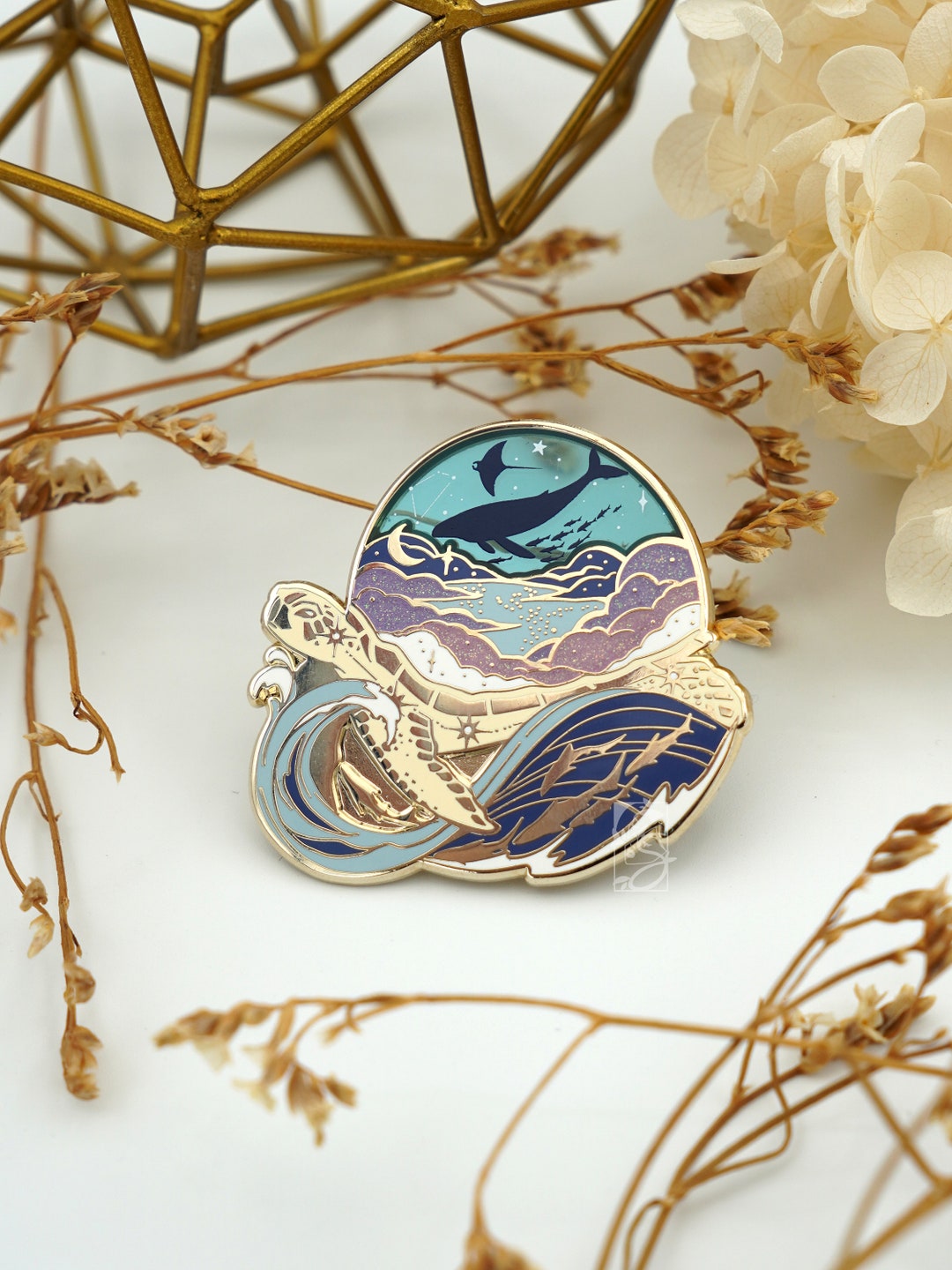 Star Voyager | Cosmic Turtle Universe Brooch | Surrealist Astrology ...
